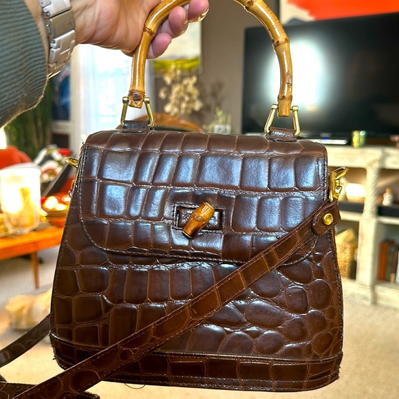Y & S original | Bags | Vintage Y S Original Brown Crocodile Bamboo ...